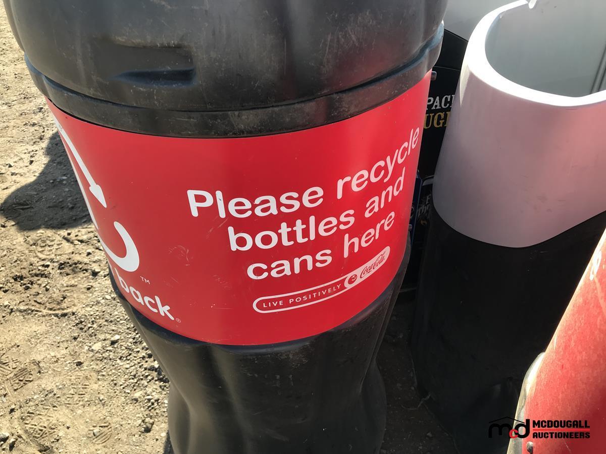 (5) Coca-Cola Coolers w/ Drains and (2) Coca-Cola Recycling Bins