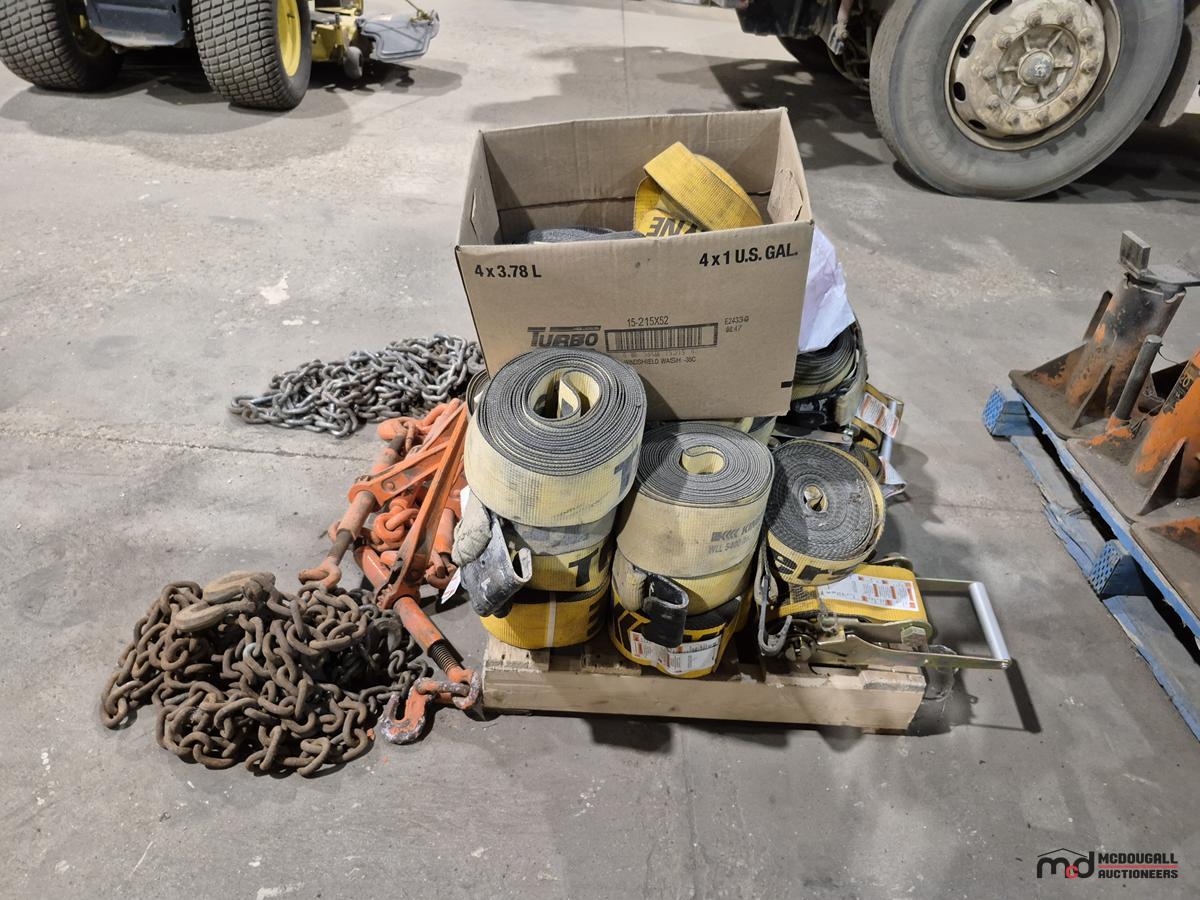 Pallet of Chains, Straps & Binders
