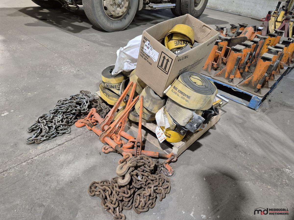 Pallet of Chains, Straps & Binders