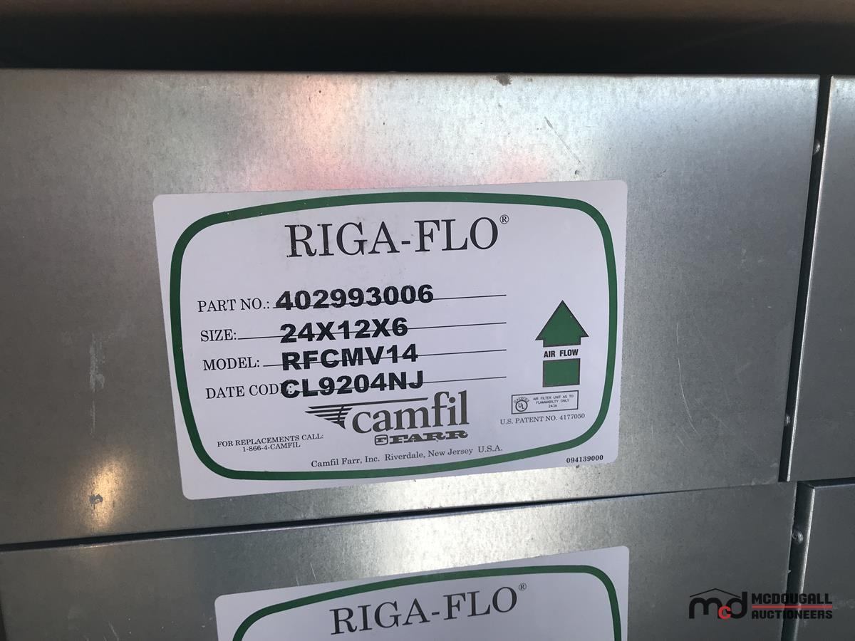 Pallet of BGE Filters, Metal Riga-Flo & Misc.
